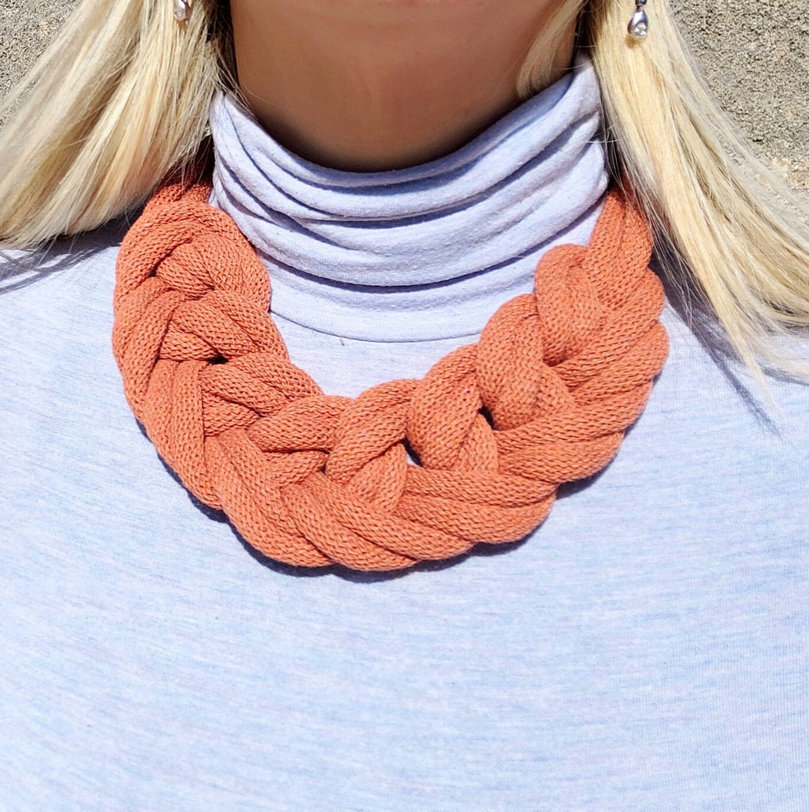 Purple Textile Choker Necklace Rope Choker Fabric Neckalace Chunky ...