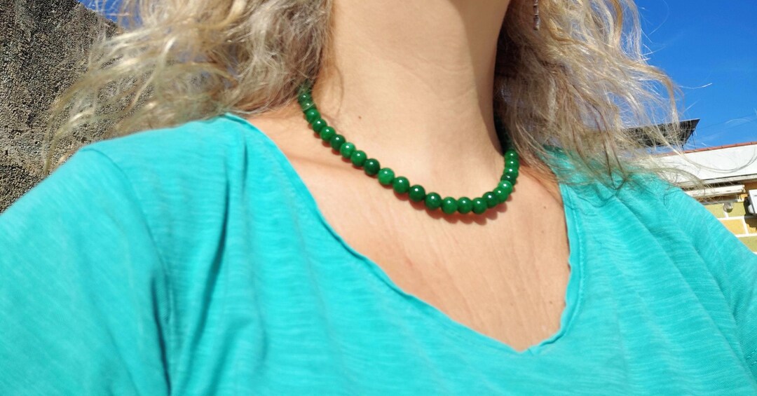Jade Choker Necklace Gemstone Choker Natural Stone Neckalce ...