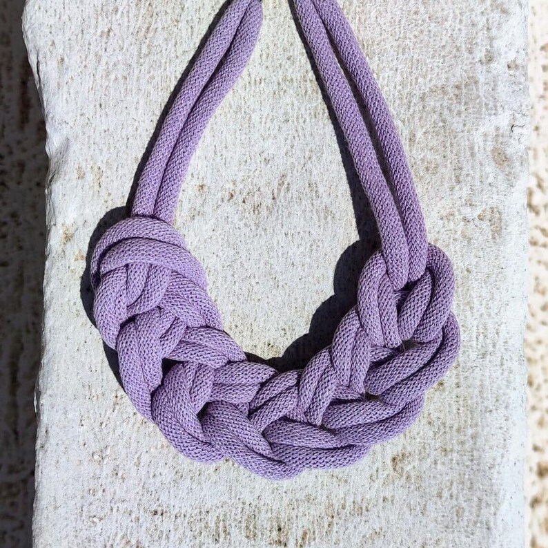 Purple Textile Choker Necklace Rope Choker Fabric Neckalace Chunky ...