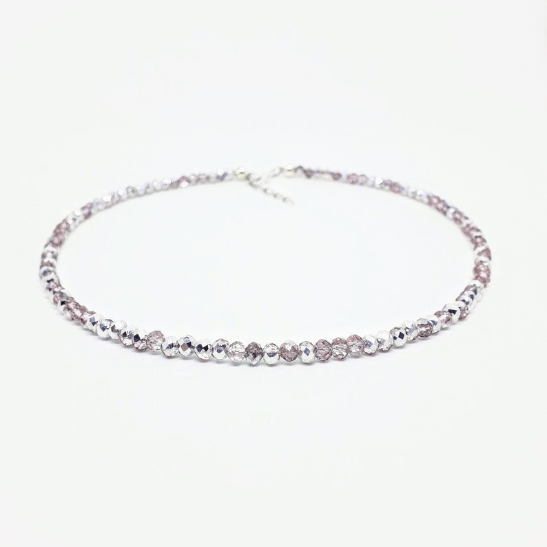 Sparkling Choker Light Pink Silver Faceted Bead Choker - Etsy