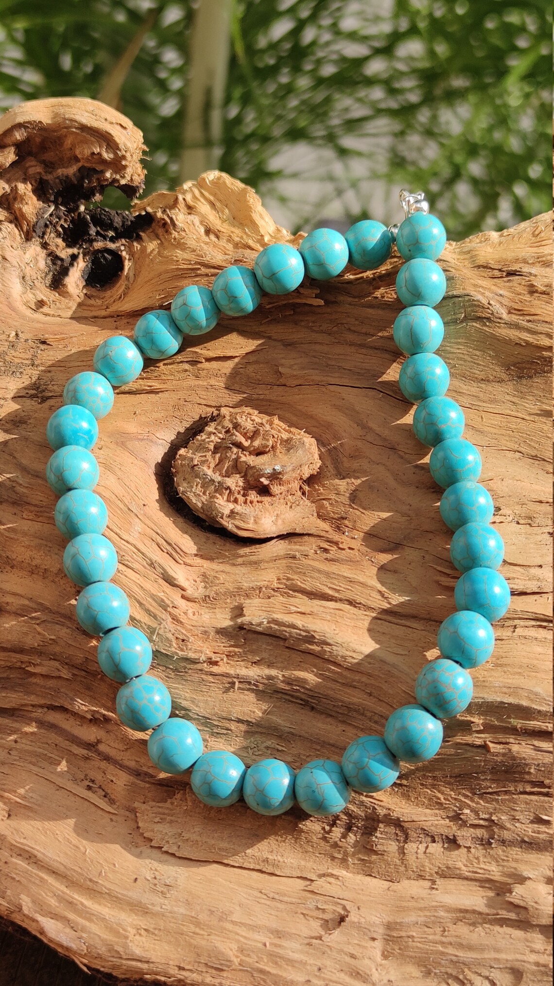 Turquoise Choker Necklace, 12 Mm. Stone Turquoise Choker, Gemstone ...