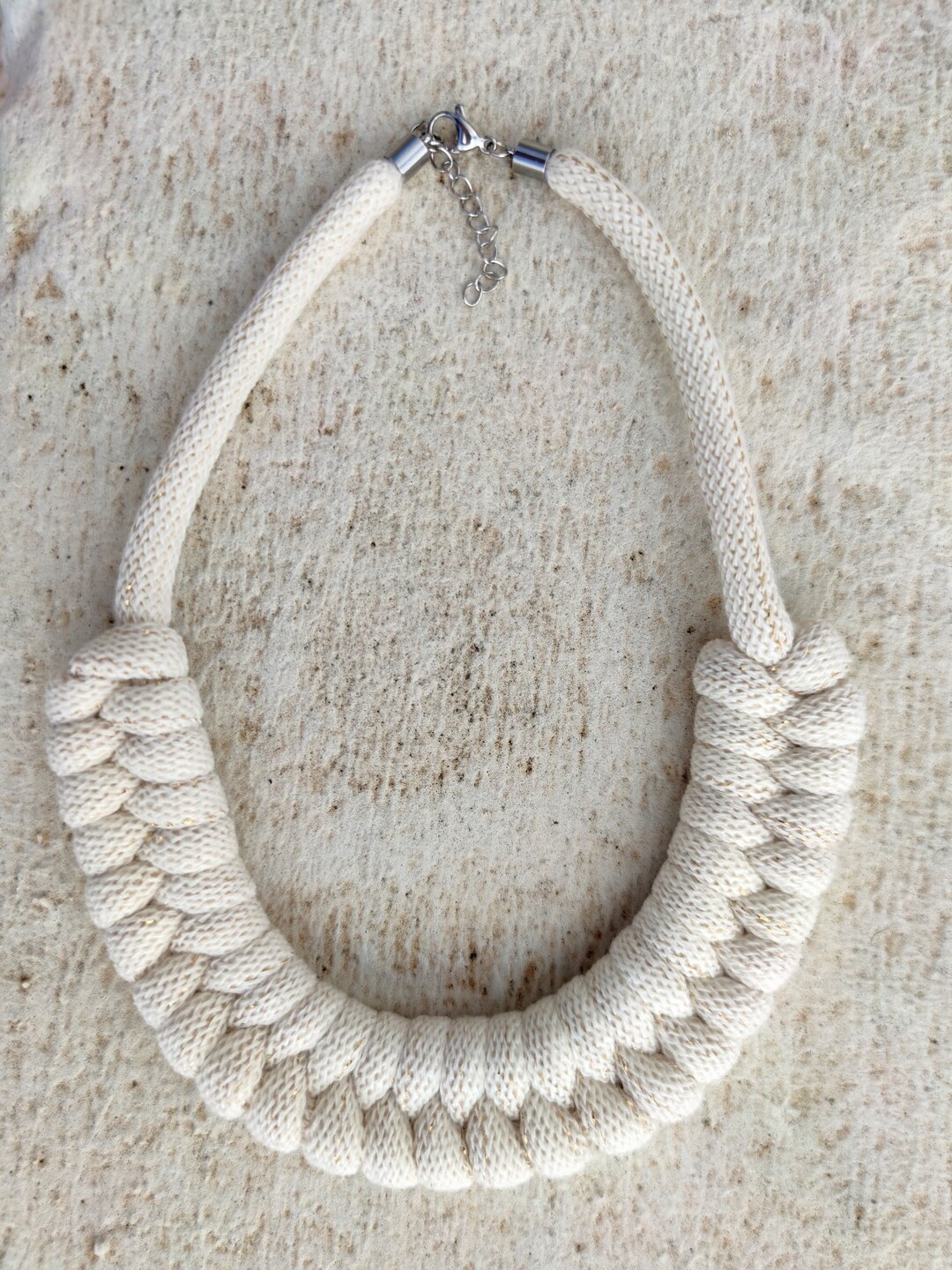 Chunky Choker Fabric Rope Choker Necklace Golden White Choker - Etsy