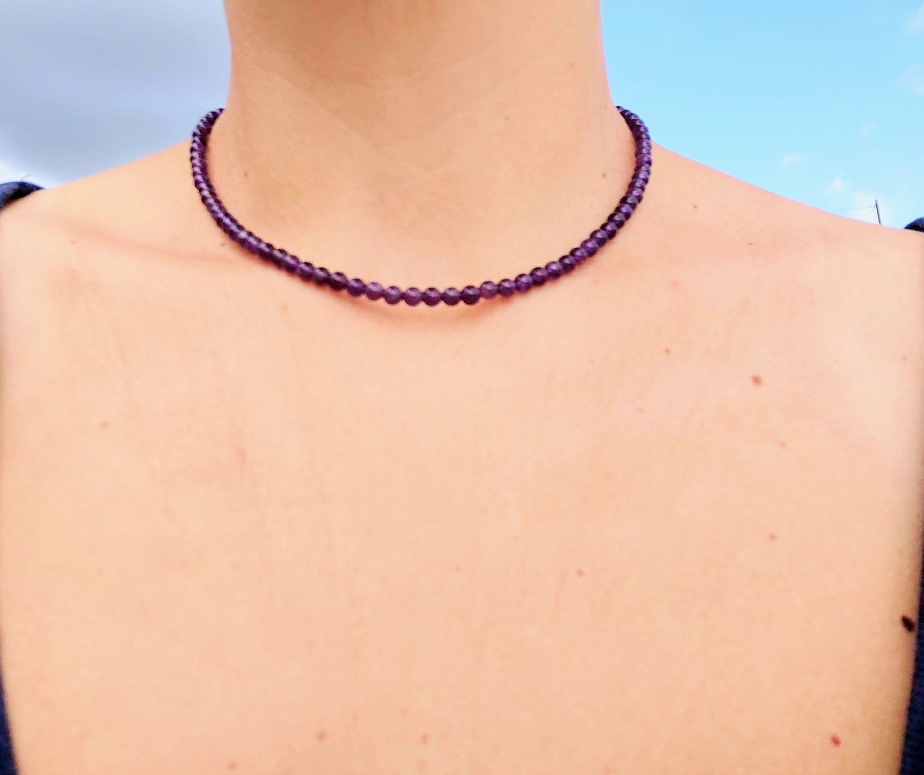 Amethyst Choker Necklace Choker Amethyst Natural Stones - Etsy