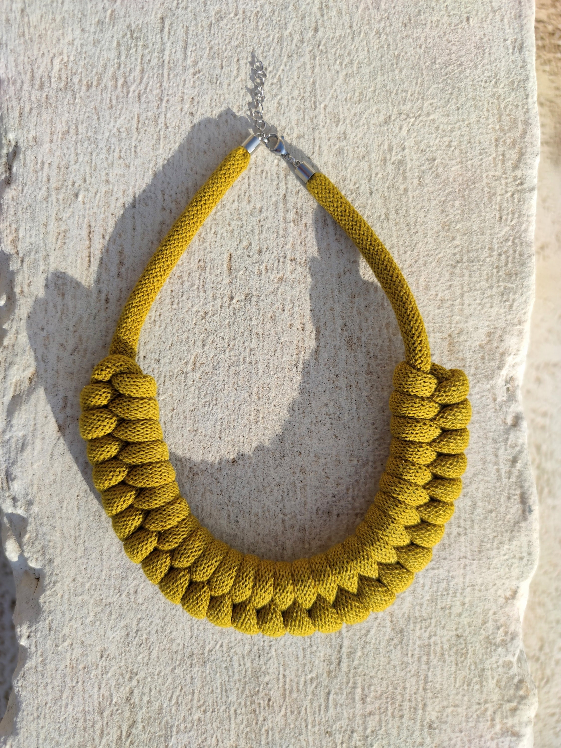 Chunky Choker Fabric Rope Choker Necklace Golden White Choker Braided ...