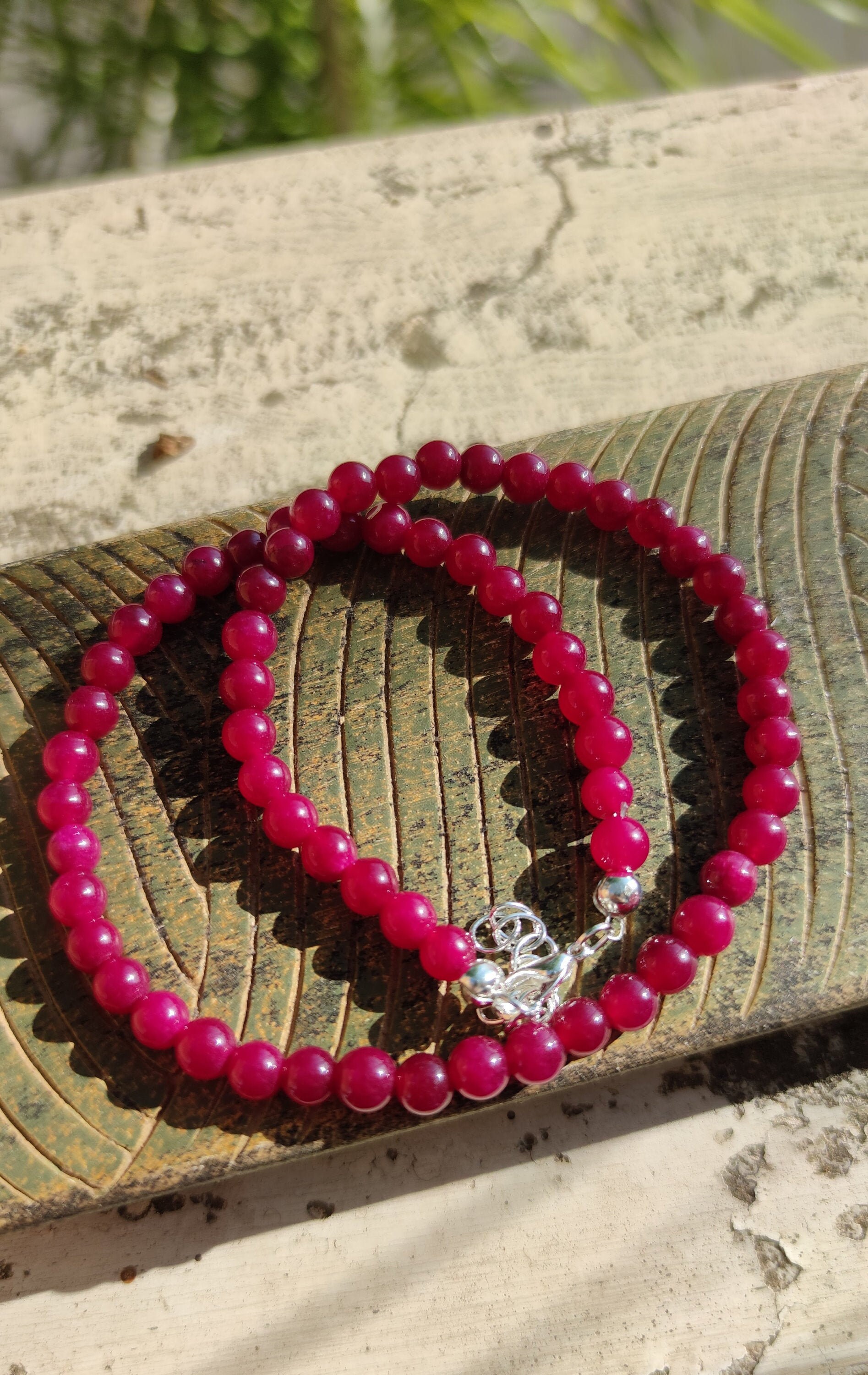 Fuchsia Jade Choker Gemstone Red Neckalce 6 Mm. Stone Cherry - Etsy