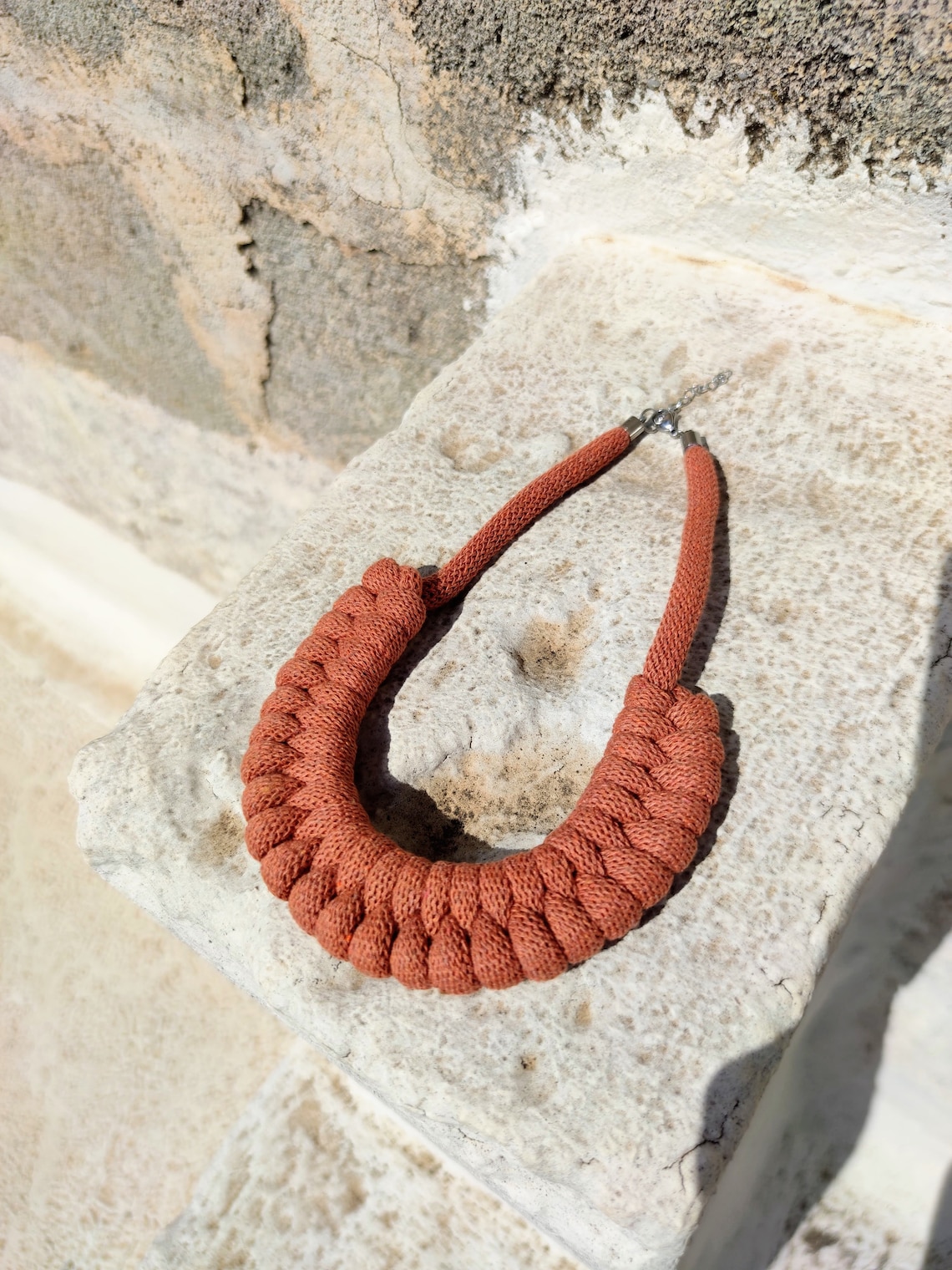 Chunky Choker Fabric Rope Choker Necklace Golden White Choker Braided ...