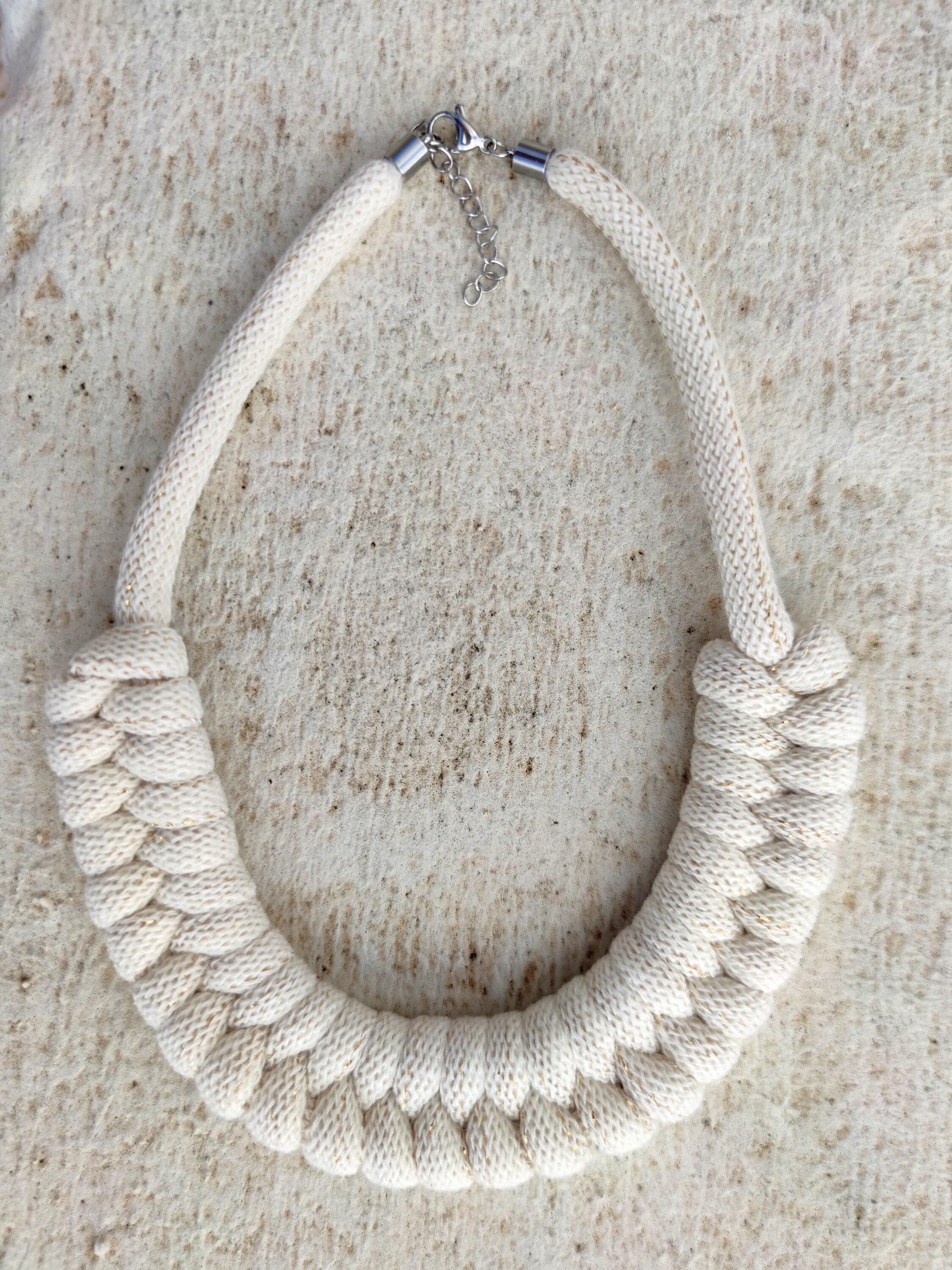 Chunky Choker Fabric Rope Choker Necklace Golden White Choker Braided ...
