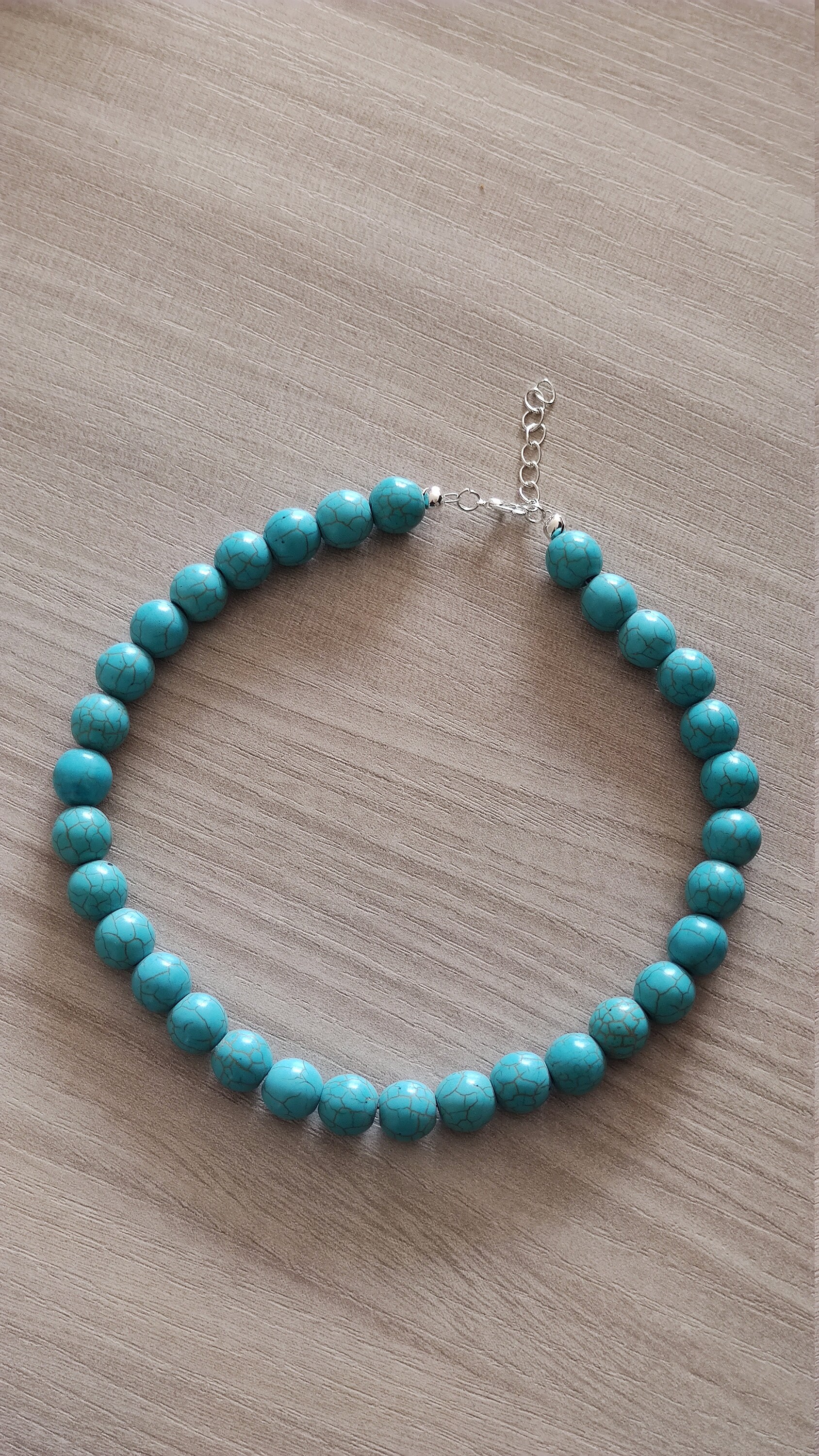 Turquoise Choker Necklace, 12 Mm. Stone Turquoise Choker, Gemstone ...