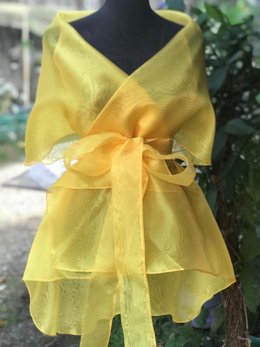 Modern Filipiniana YELLOW GOLD Organza Wrap Dress | Philippine Made ...
