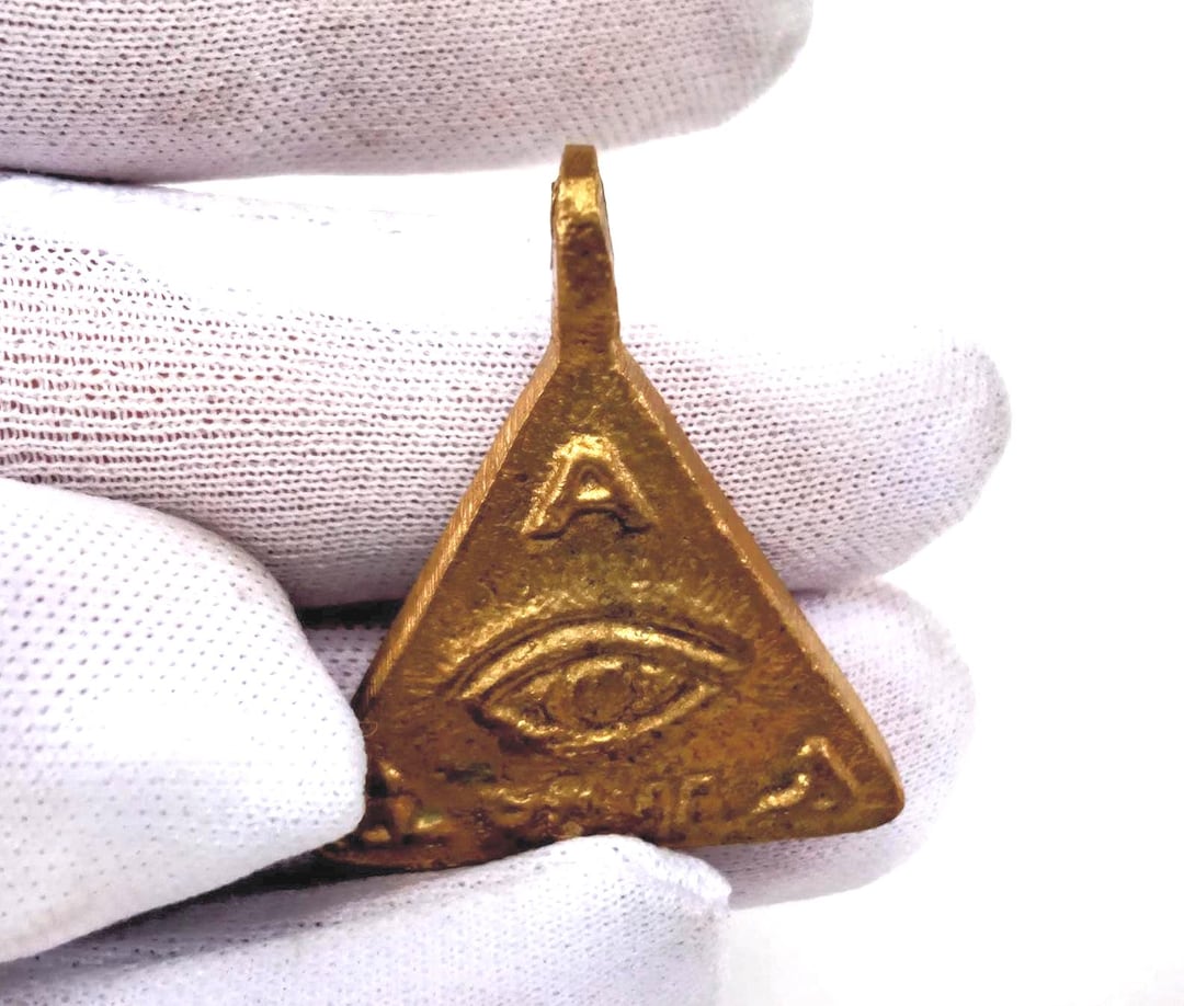 Filipino Brass Amulet Pendant • Triangle Eye Talisman • Handmade ...