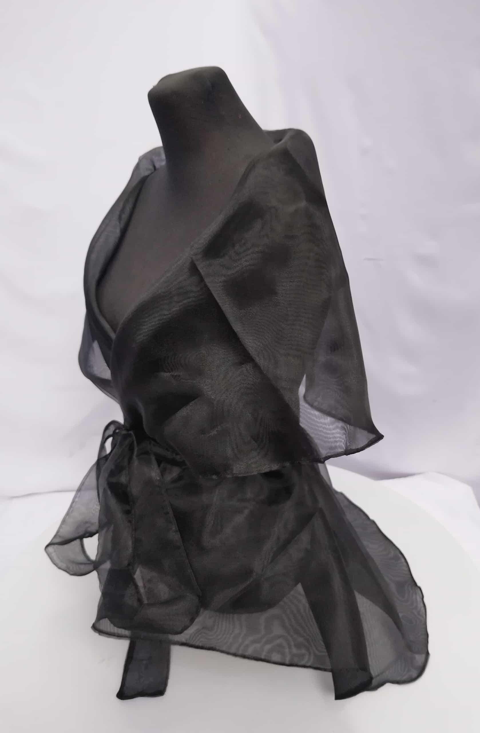 Modern Filipiniana BLACK Organza Wrap Dress | Philippine Made Sheer ...