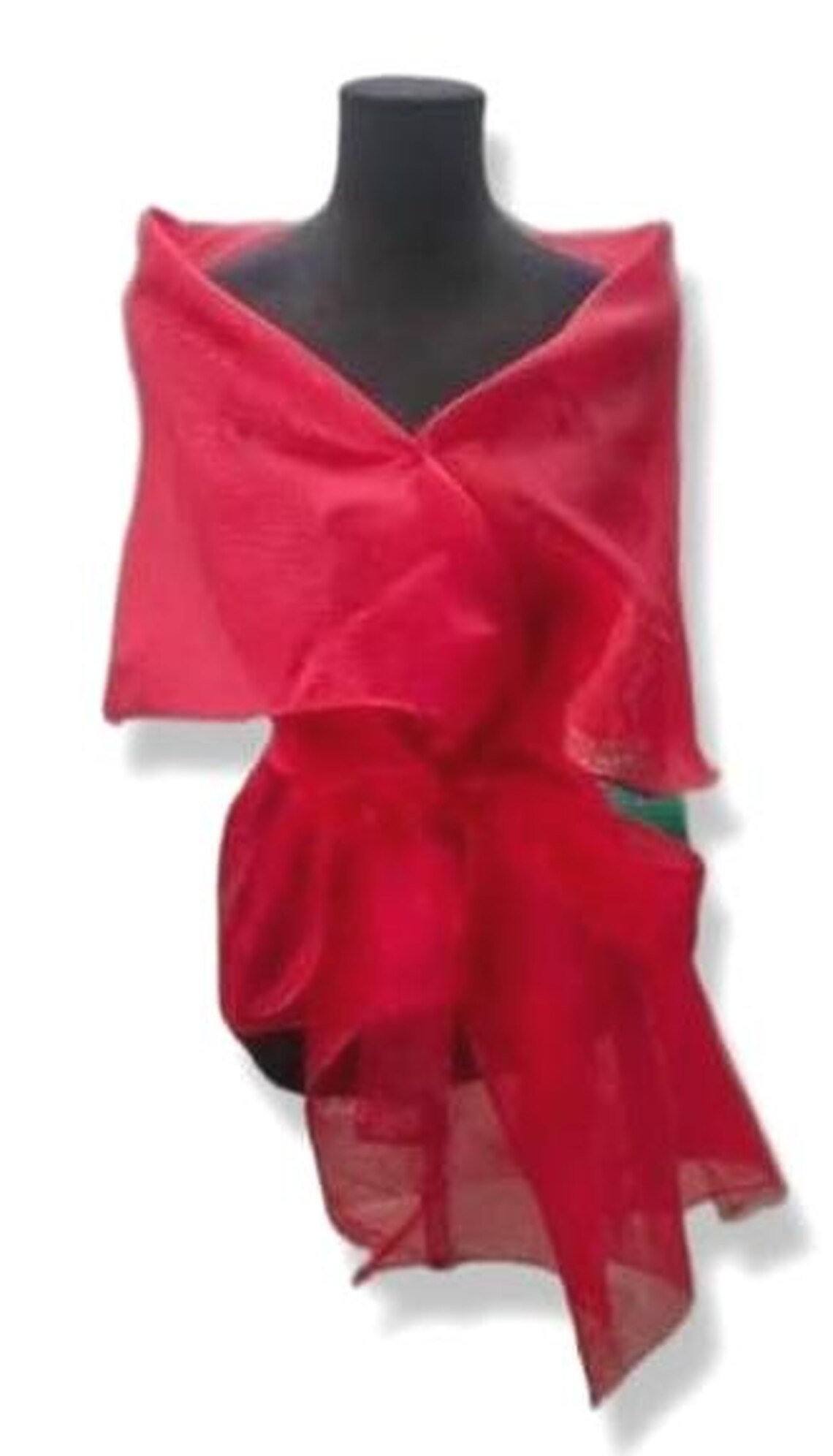 Modern Filipiniana ROSE RED Organza Wrap Dress | Philippine Made Sheer ...