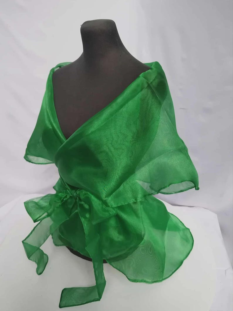 Modern Filipiniana EMERALD GREEN Organza Wrap Dress | Philippine Made ...