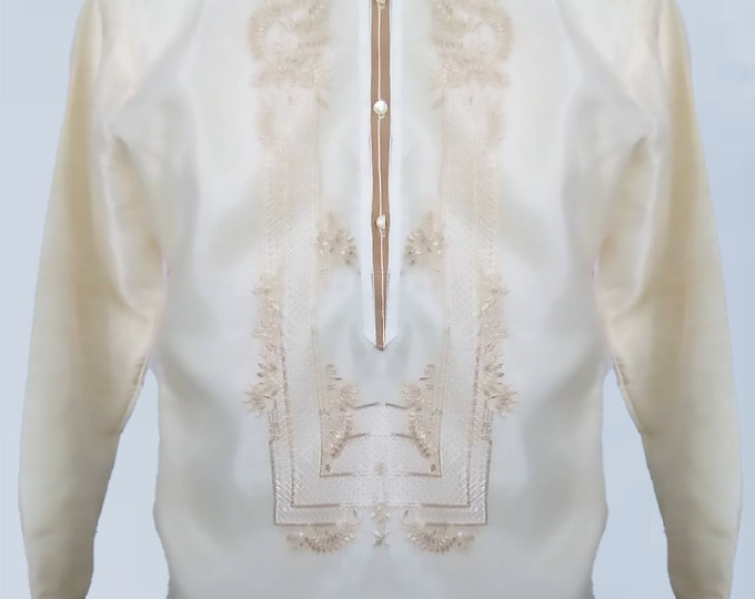 Philippine Original Barong Tagalog for Men Embroidered Satin Organza W ...