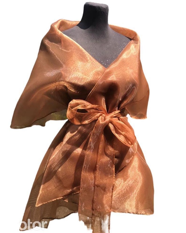 Modern Filipiniana RUST GOLD Organza Wrap Dress | Philippine Made Sheer ...