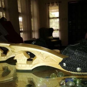 Filipino Carved Wedge Hand-made Wooden Bakya Vintage Souvenir Asian ...