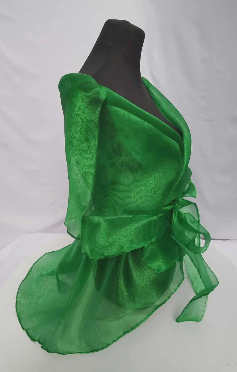 Modern Filipiniana EMERALD GREEN Organza Wrap Dress | Philippine Made ...