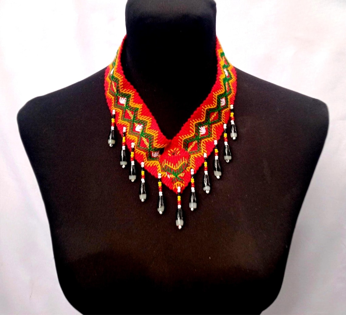 Kalinga Igorot Beaded Choker, Inabel Tribal Necklace With Tassels ...