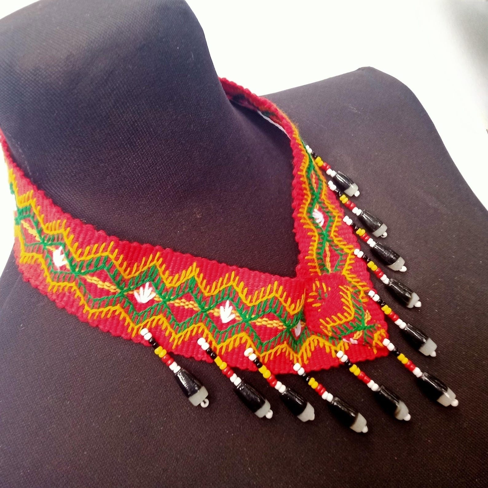 Kalinga Igorot Beaded Choker, Inabel Tribal Necklace With Tassels ...