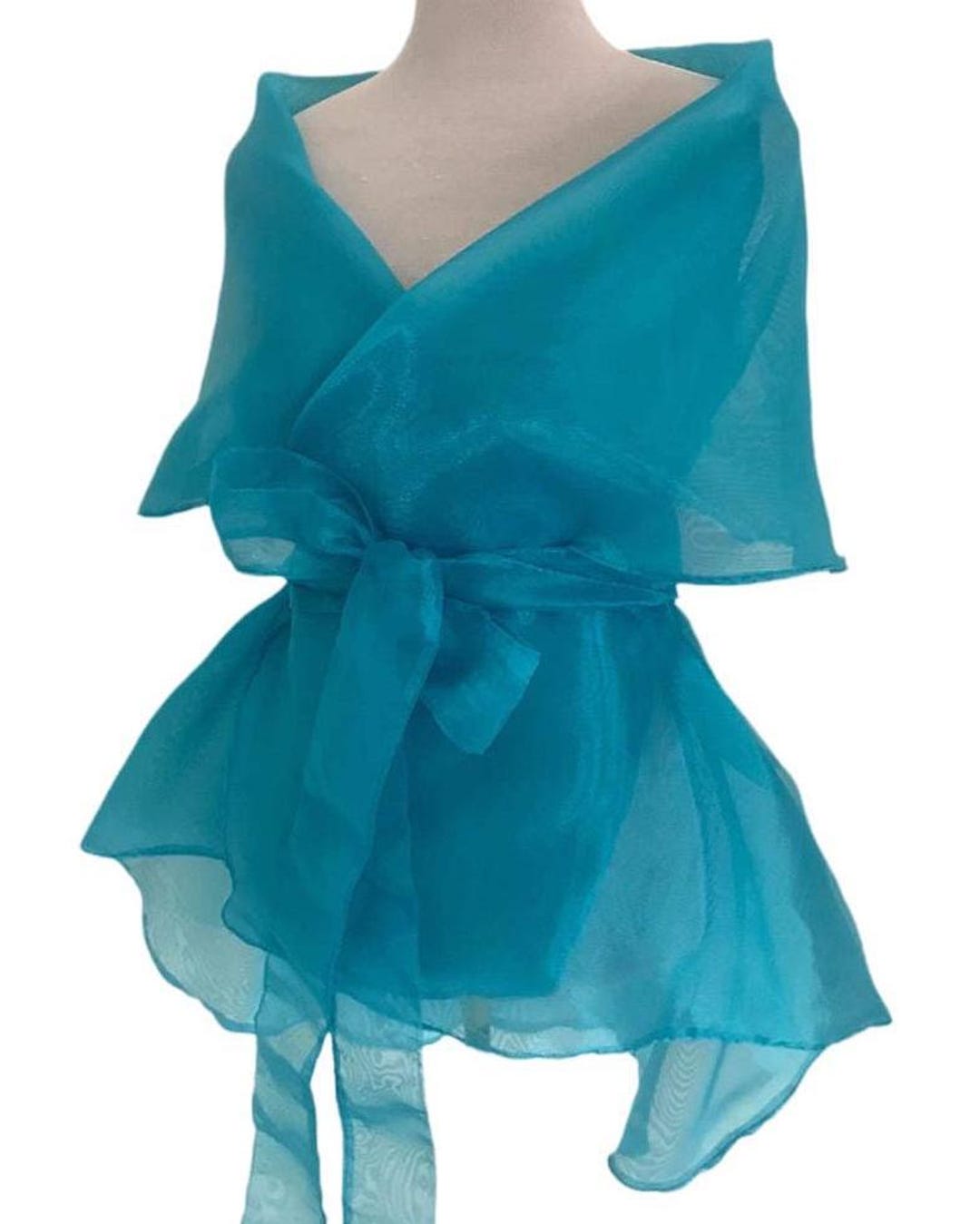 Modern Filipiniana AQUA BLUE Organza Wrap Dress | Philippine Made Sheer ...