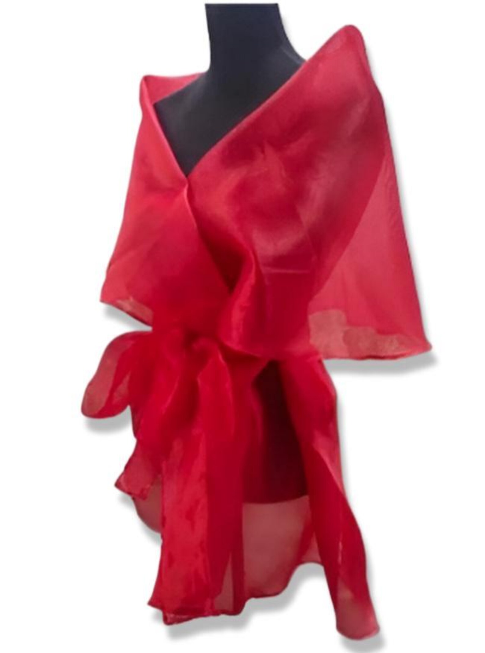 Modern Filipiniana ROSE RED Organza Wrap Dress | Philippine Made Sheer ...