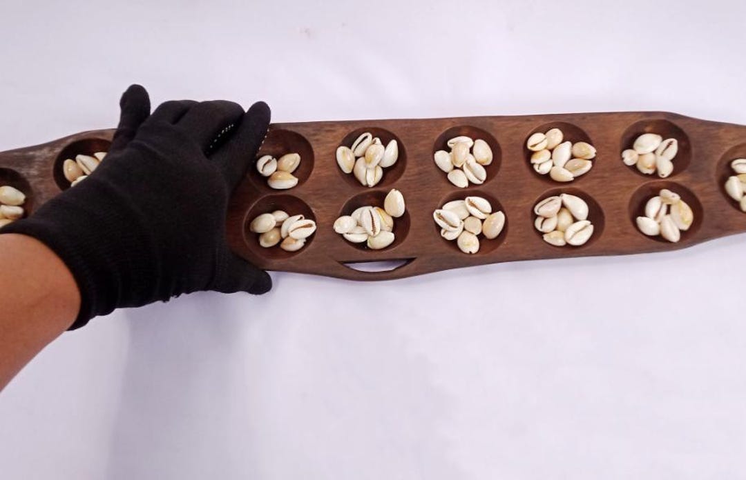 Sungka Acacia Wood, Apprx 20 Inch Board Game W/ Set of Sigay Shells + 1 ...