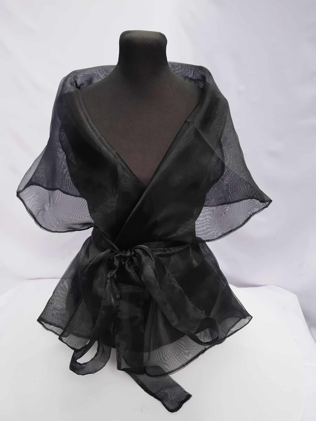 Modern Filipiniana BLACK Organza Wrap Dress | Philippine Made Sheer ...