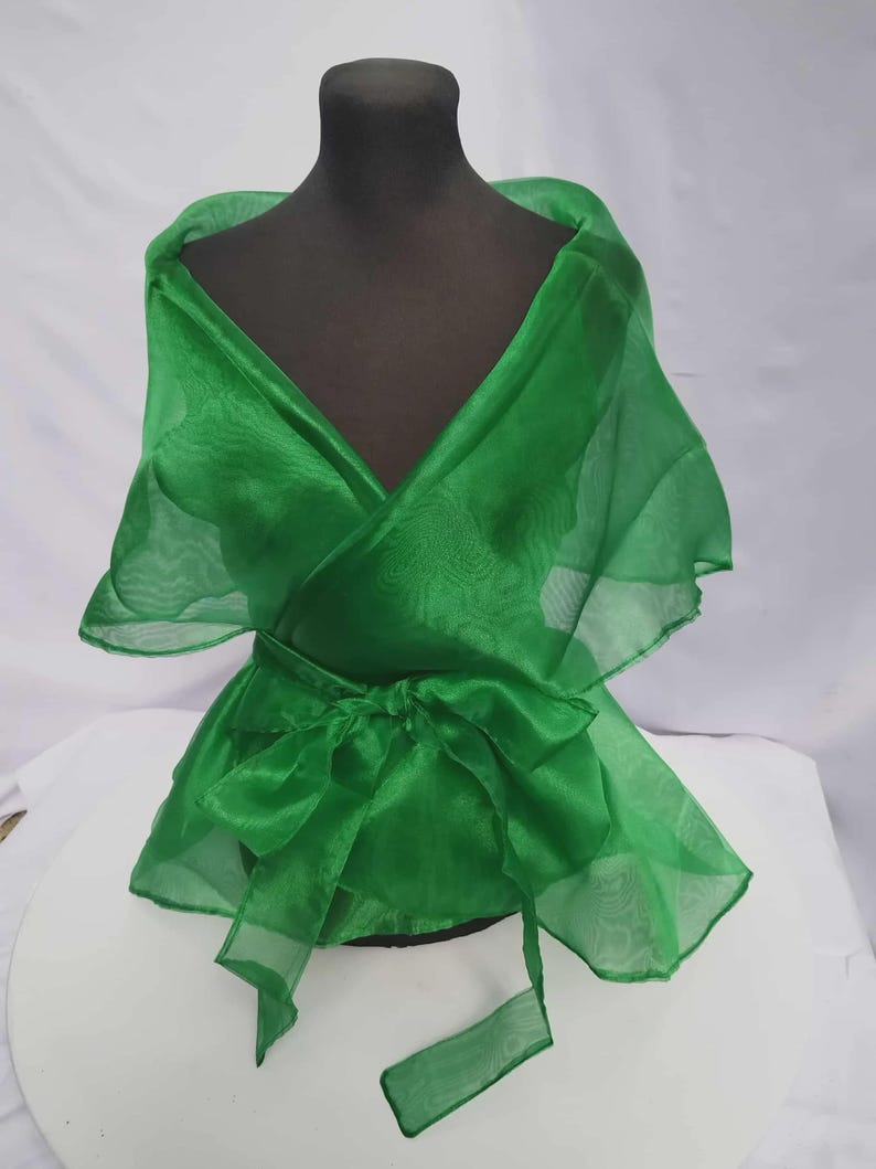 Modern Filipiniana EMERALD GREEN Organza Wrap Dress | Philippine Made ...