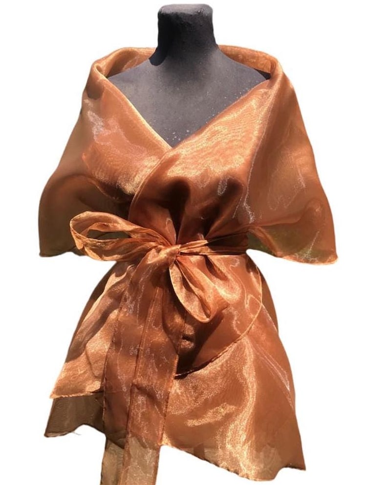 Modern Filipiniana RUST GOLD Organza Wrap Dress | Philippine Made Sheer ...