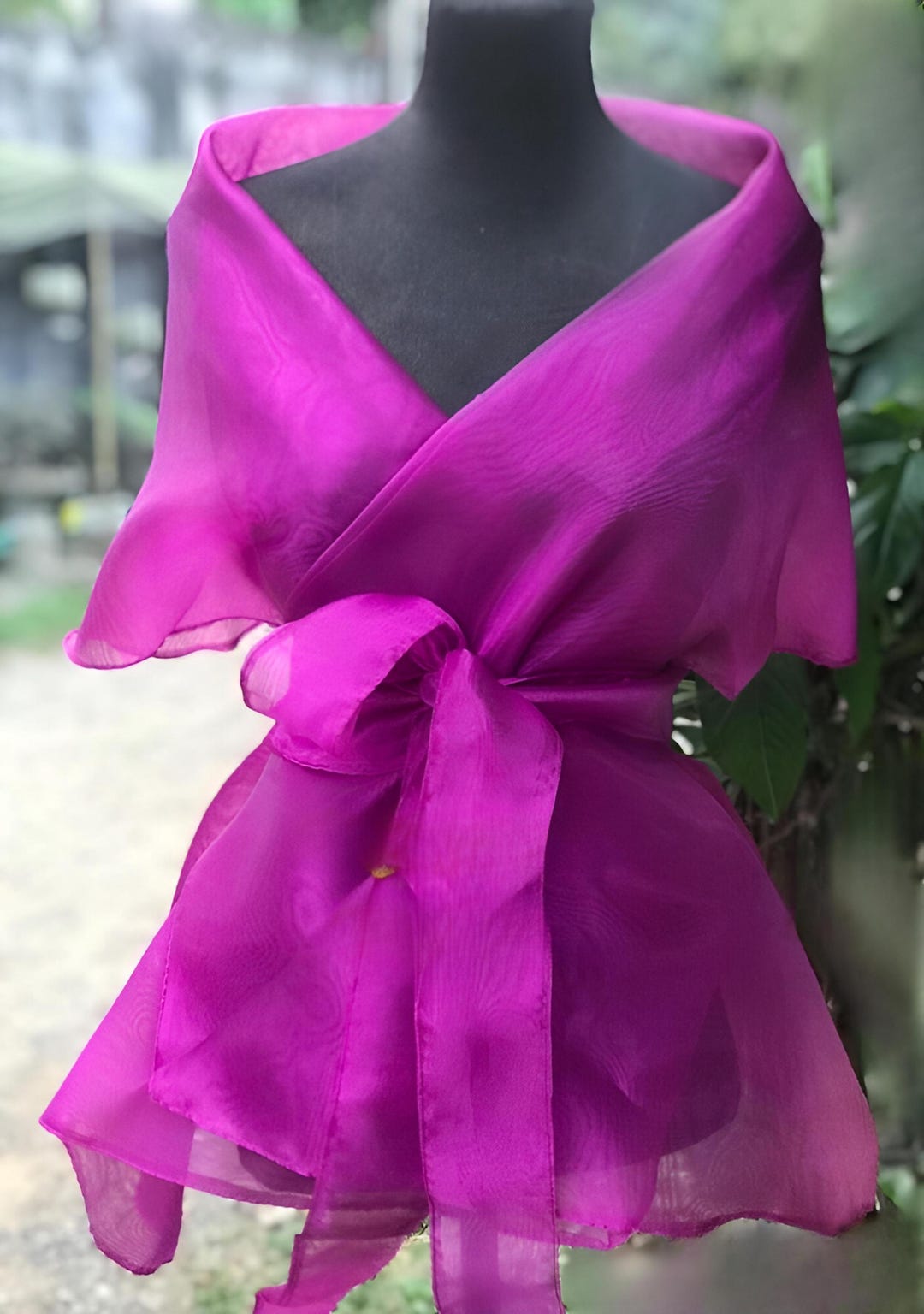 Modern Filipiniana MAGENTA Organza Wrap Dress | Philippine Made Sheer ...