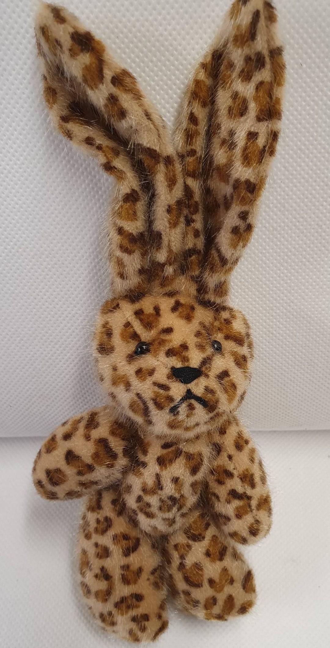 Cute Plush Beige Leopard Animal Print Jointed Bunny Rabbit Bear Toy ...