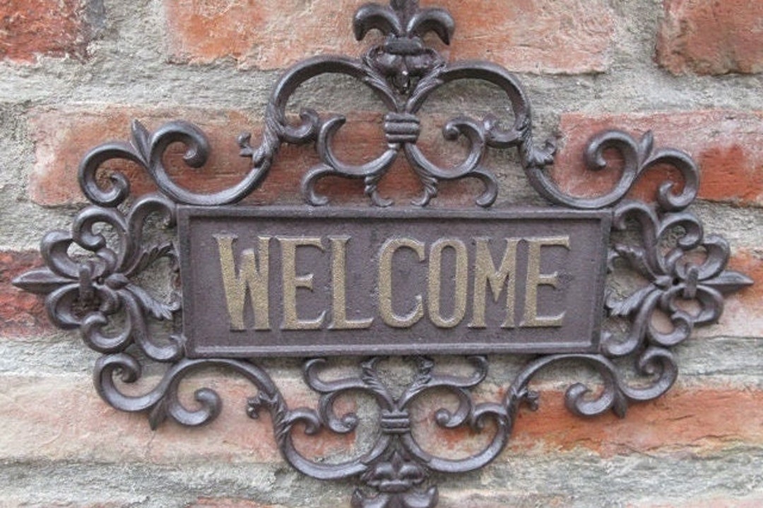 Cast Iron Shield Metal Shield Wall Shield Welcome 40 X 32 Cm - Etsy