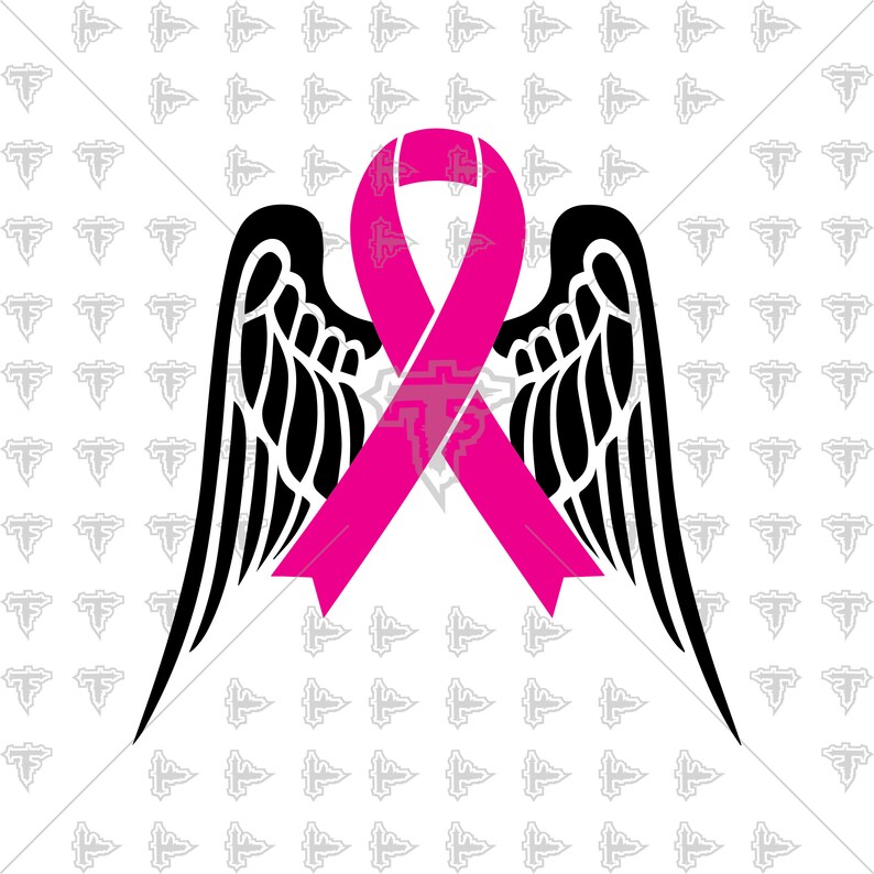 Breast Cancer Awareness Ribbon Wings Angel Pink 2 Svg Dxf Eps Etsy