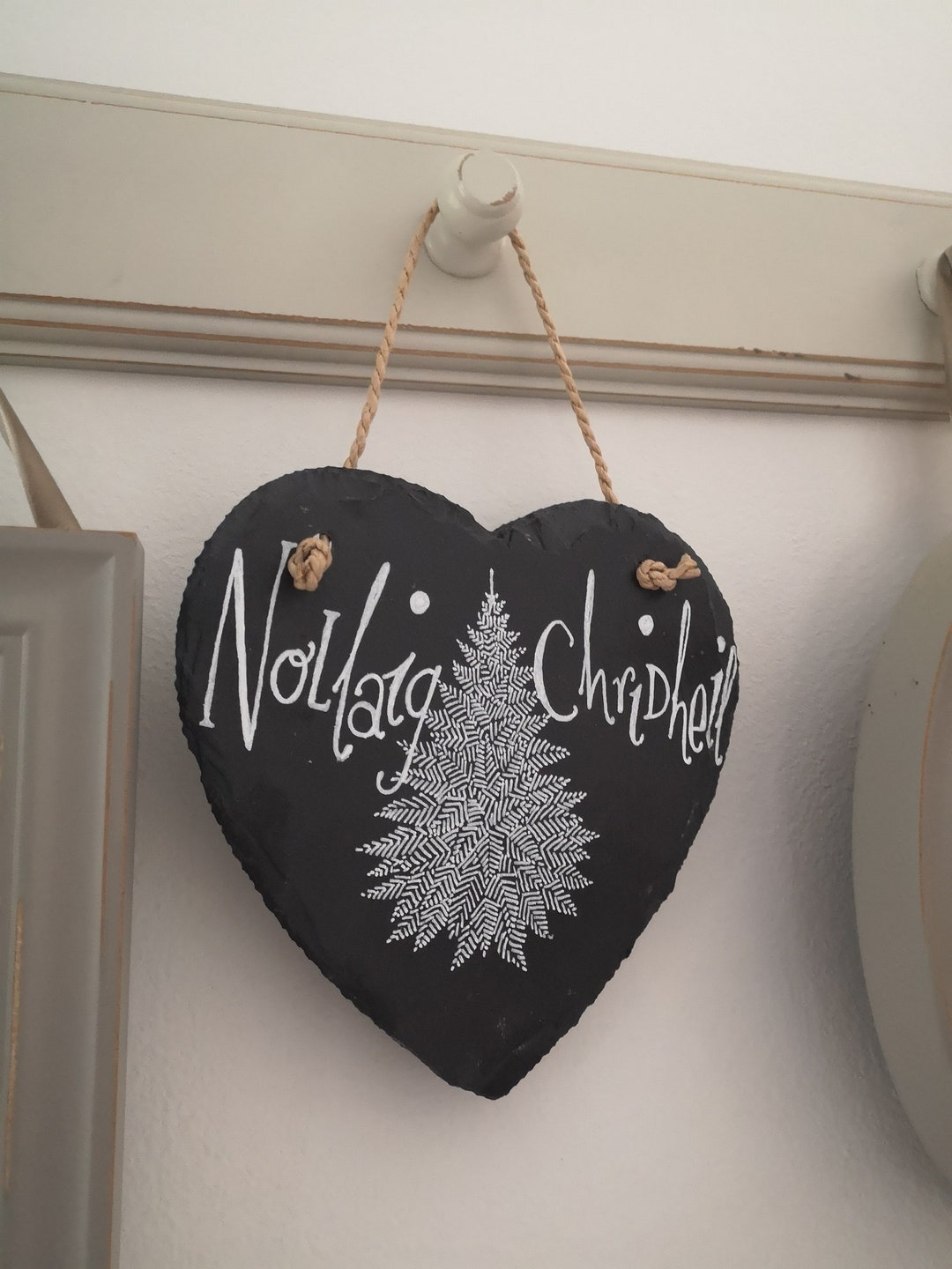 Nollaig Chridheil - Gaelic Merry Christmas - Slate - Etsy UK