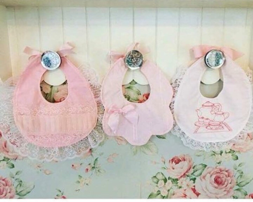Set of 3 Baby Fancy Pink Bibs - Etsy