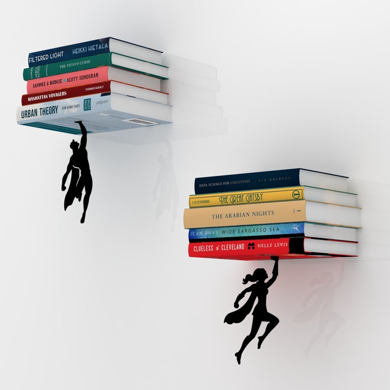 Invisible Floating Bookshelves: Superhero Metal Shelf, Set of 2 - Etsy