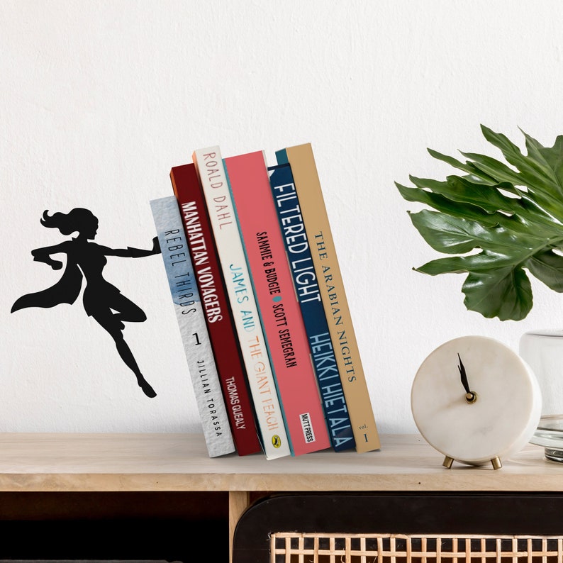 Bookend Shaped as Superwoman // Metal Designed Bookends // - Etsy
