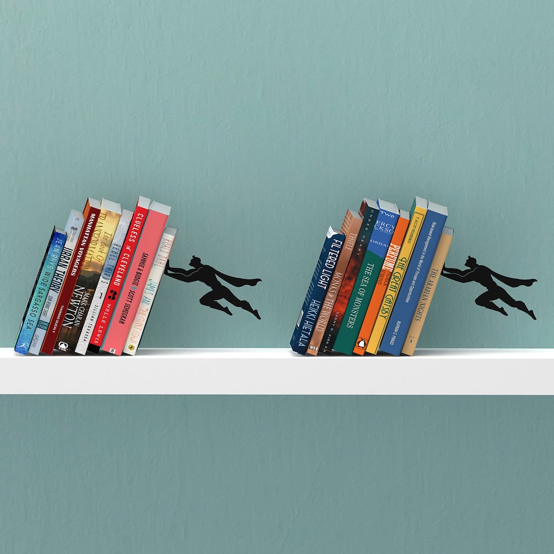 Bookend Shaped as Superhero - Set of 2. // Metal Designed Bookends ...