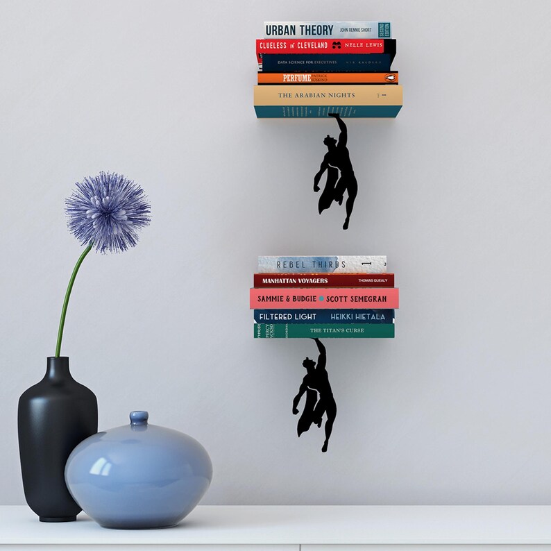 Floating Superhero Bookshelf (2-pack): Hidden Metal Wall Shelf - Etsy