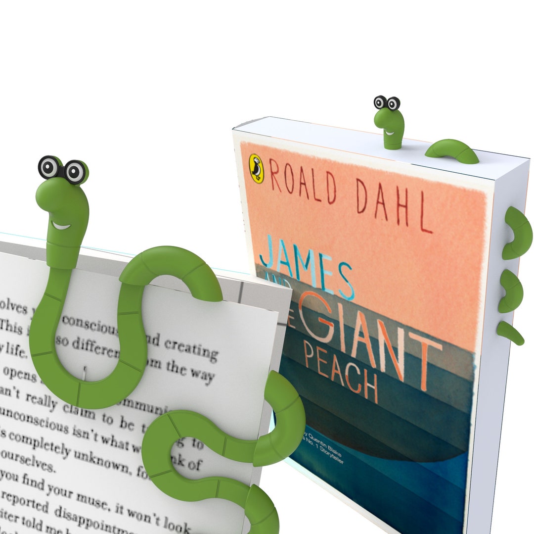 Clip Bookmark // Shaped as Worm // Green // Cool Gift // Unique Book ...