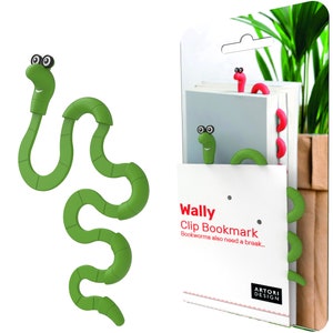 Clip Bookmark // Shaped as Worm // Green // Cool Gift // Unique Book ...
