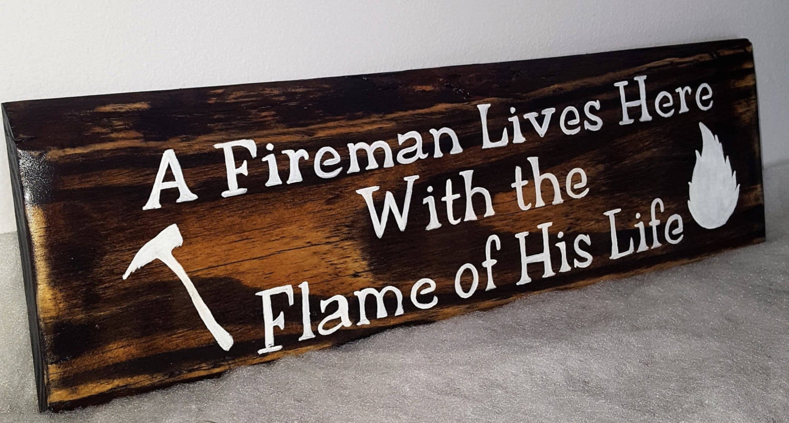 A Fireman Lives Here With the Flame of His Live-rustic Sign-wooden Sign ...