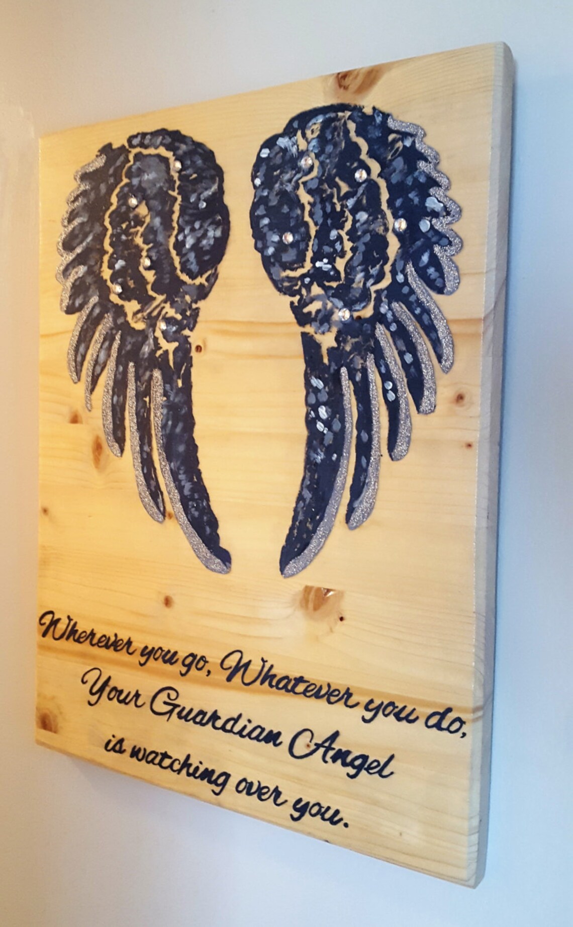 Guardian Angel Wood Sign – Glitter Wings, Home Decor (12x16) - Etsy