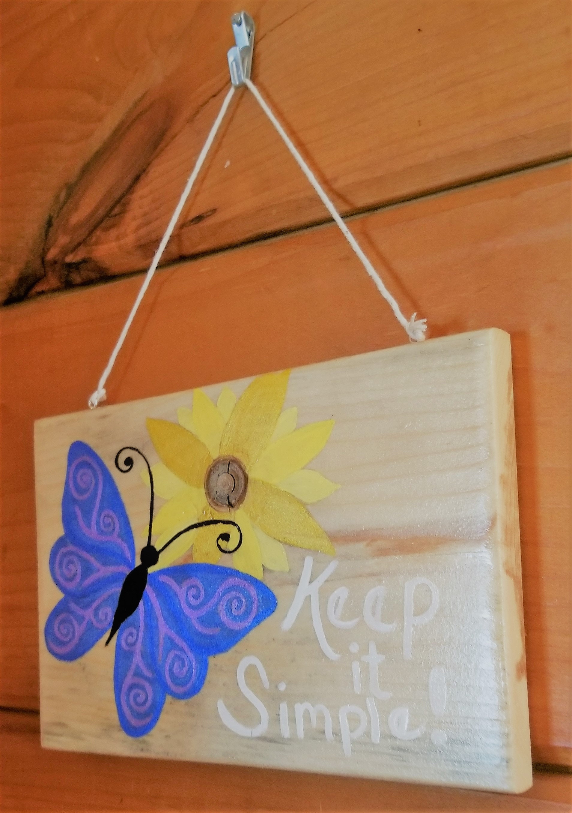 Handmade Butterfly Wooden Sign, 'keep It Simple' Decor - Etsy