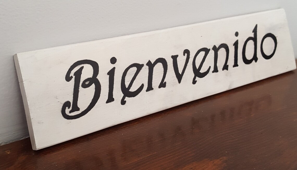 Bienvenido Sign - Spanish Welcome Sign, Whitewash Wood - Etsy