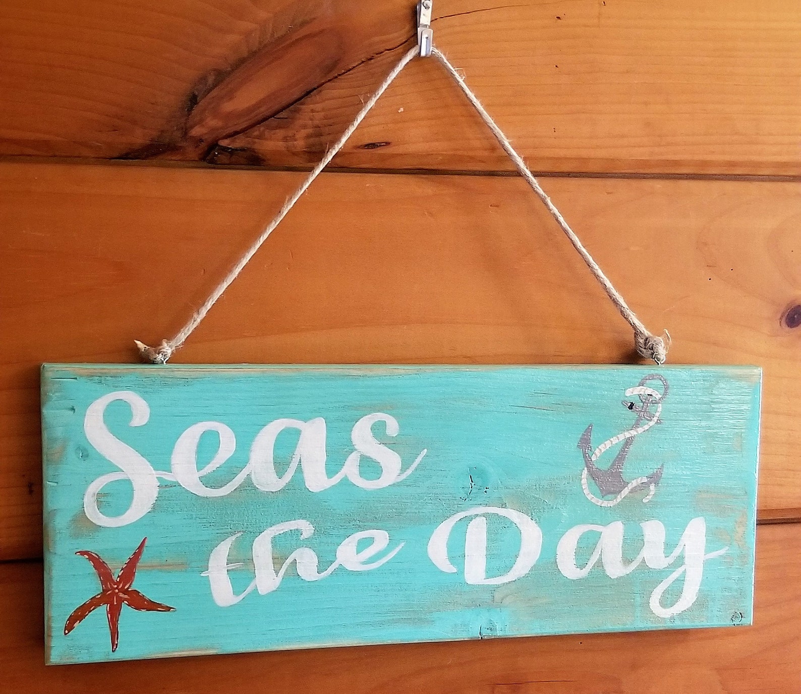 Handmade Seas the Day Wood Sign, Beach House Decor - Etsy