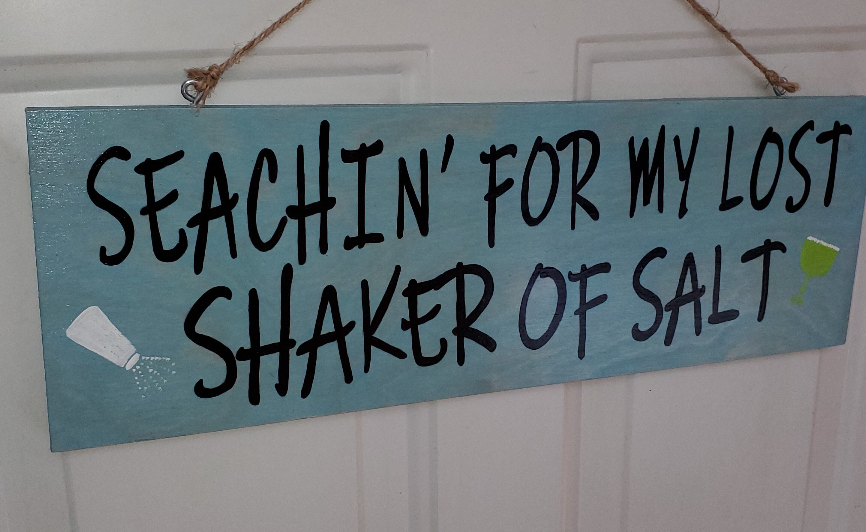 Lost Shaker of Salt Wood Sign, Aqua Home Decor - Etsy