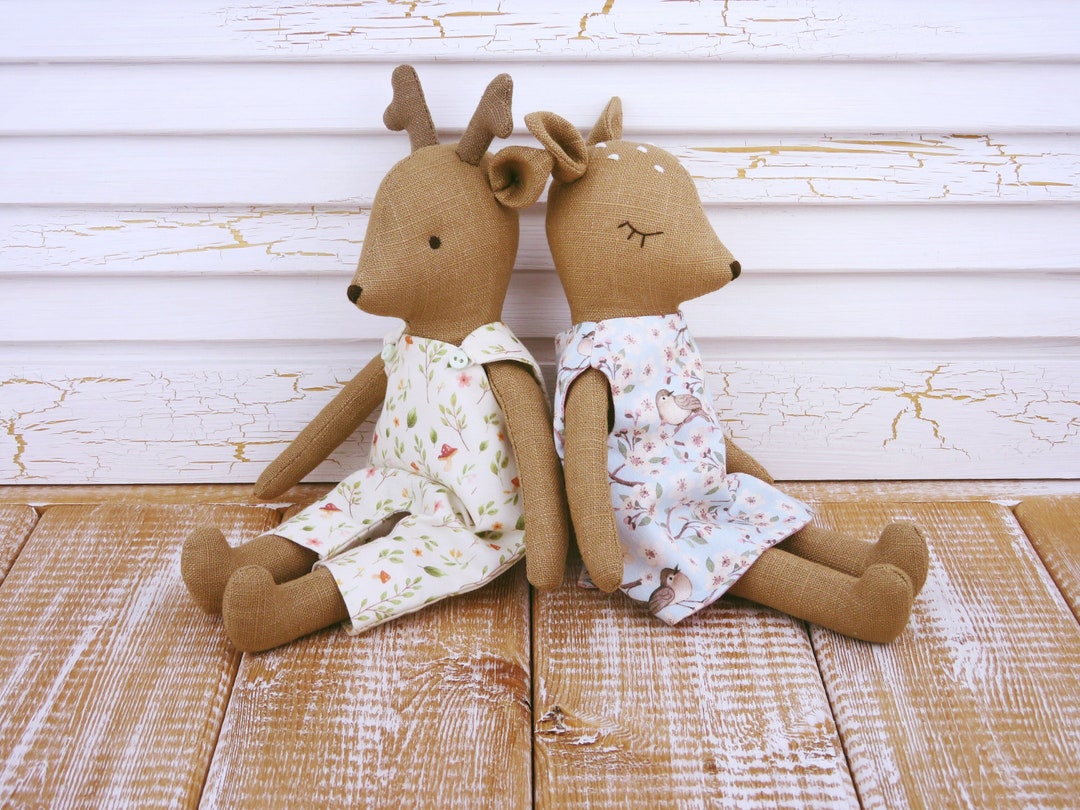 Deer Soft Toy Sewn Organic Stuffed Toy Fawn Linen Gift Children ...