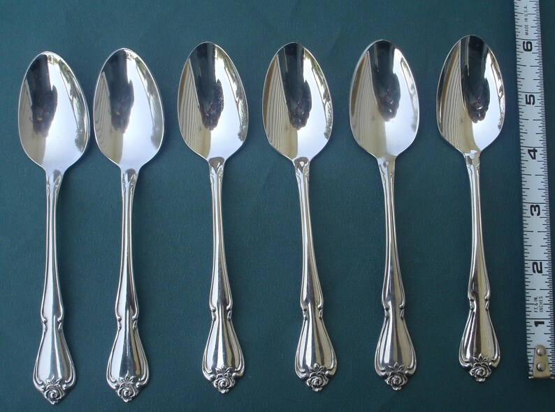 ARBOR ROSE / TRUE Rose 6 Teaspoons - 1881 Rogers Stainless Oneida Ltd ...