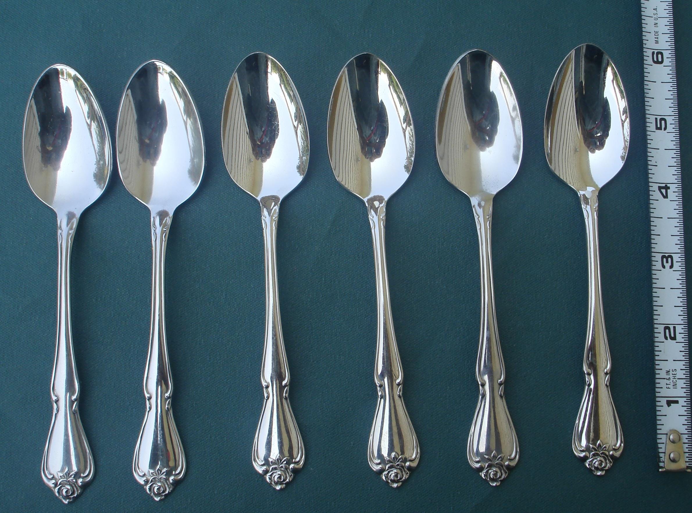 ARBOR ROSE / TRUE Rose 6 Teaspoons - 1881 Rogers Stainless Oneida Ltd ...